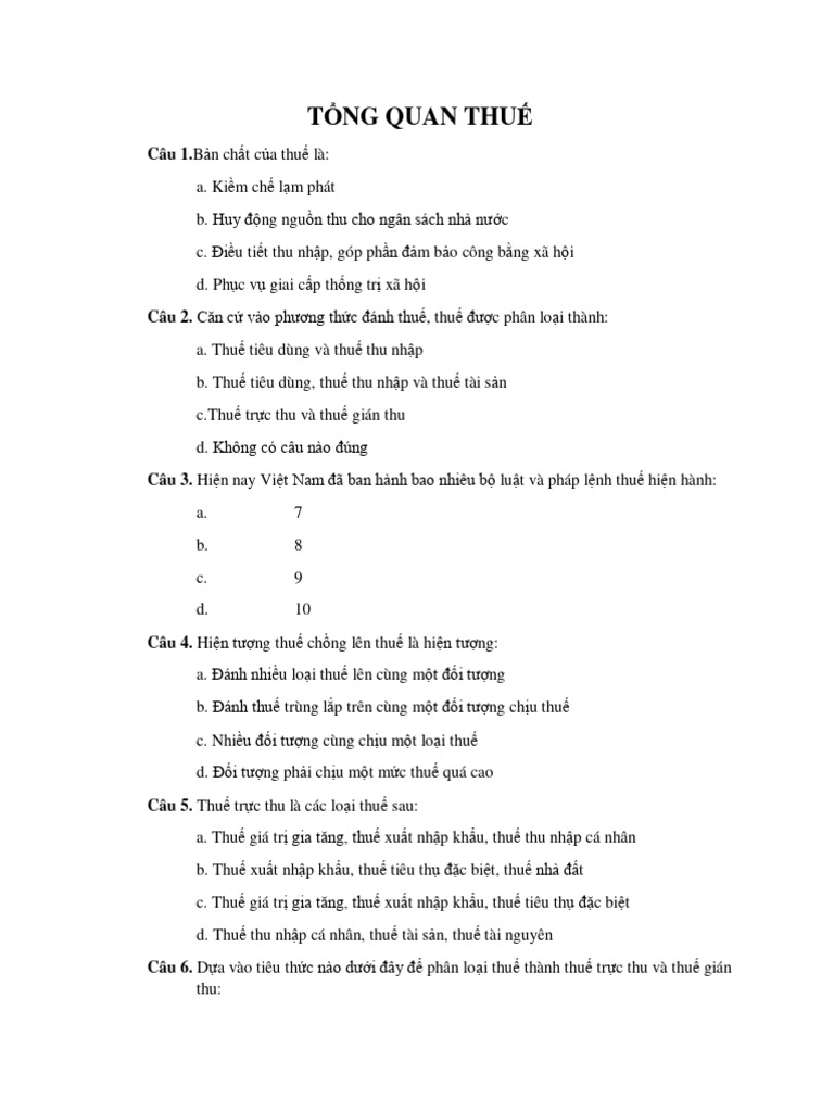 Tong Hop Cau Hoi Trac Nghiem | PDF