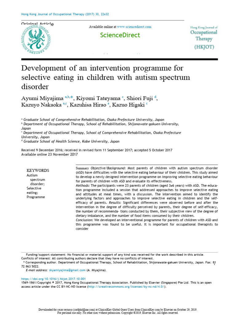 Lectura Alimentación | PDF | Autism Spectrum | Occupational Therapy
