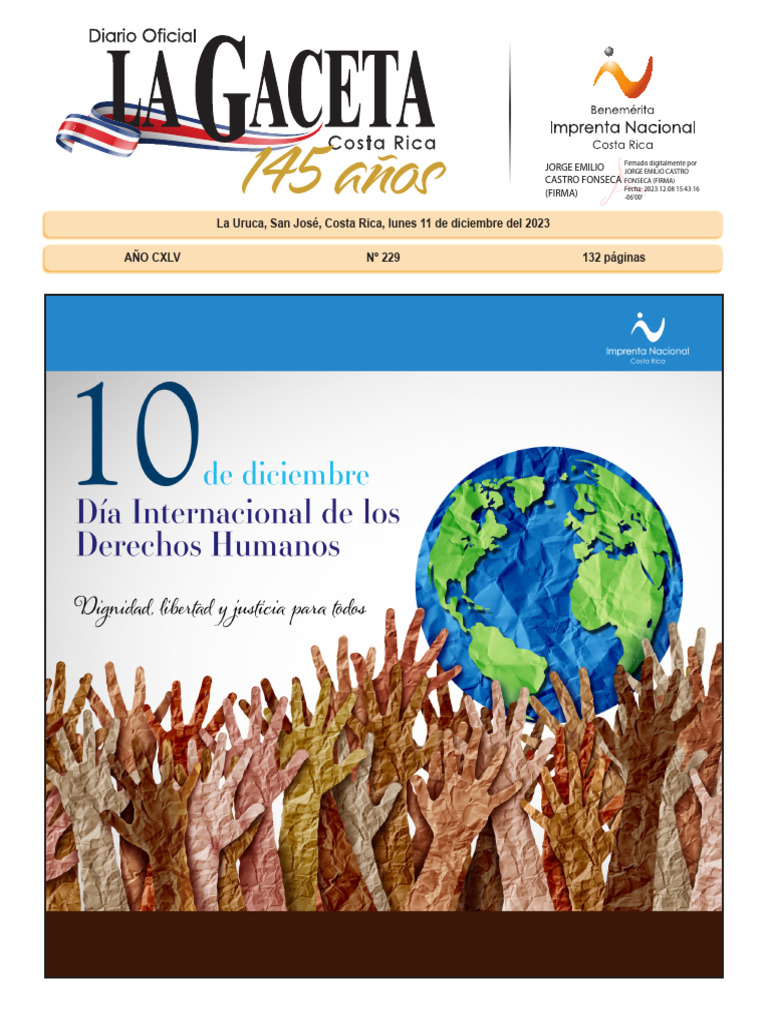 Gaceta_11_12_2023 | PDF | Fertilizante | Costa Rica