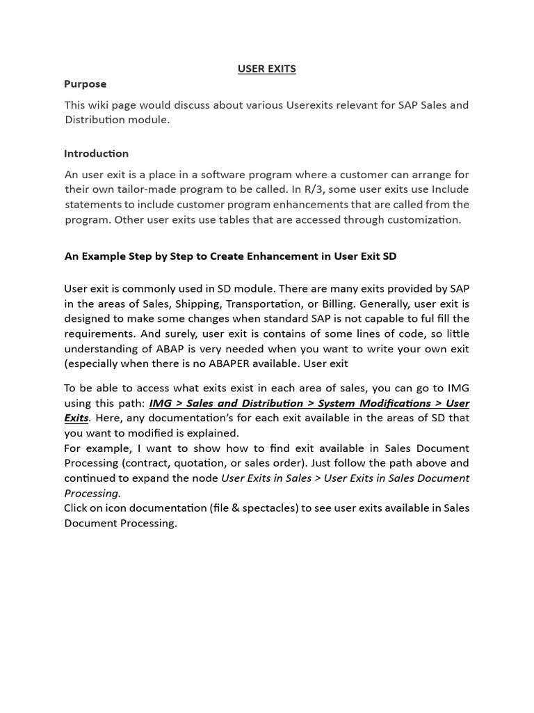 Sap Abap User Exits Imp | PDF | Invoice | Software Engineering
