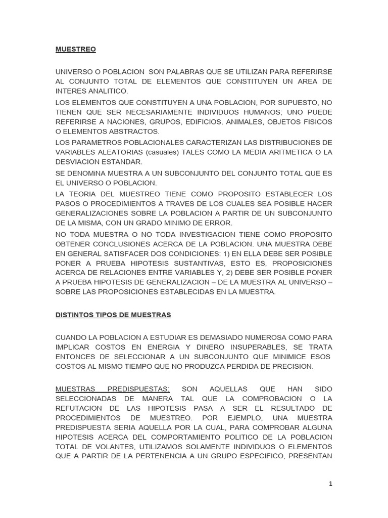 MUESTREO | PDF | Muestreo (Estadísticas) | Probabilidad