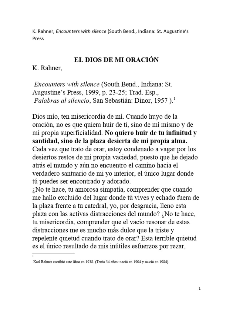 K Rahner | PDF | Oración | Amor