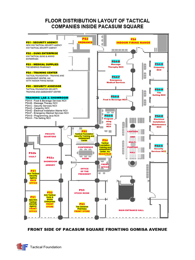 Floor Distribution Layout of Tactical Entities at the Pacasum Square ...