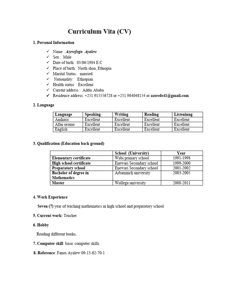 Curriculum Vita | PDF