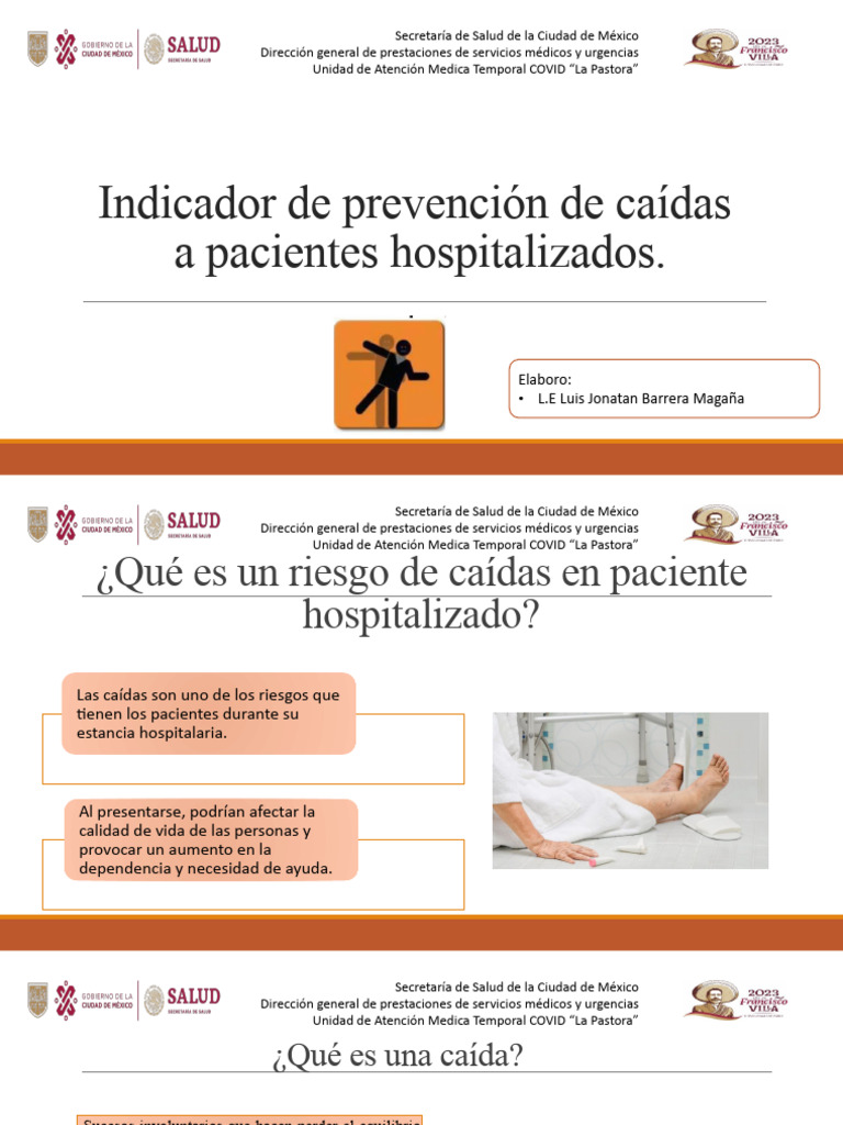 Riesgo de caídas en pacientes hospitalizados | PDF | Cuidado de la ...