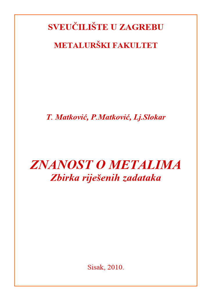Znanost o Materijalima Zbirka Riješenih Zadataka | PDF