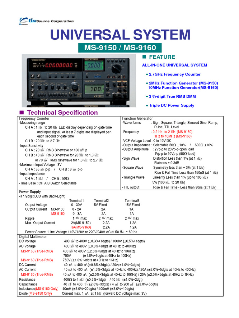 MS 9160 | Download Free PDF | Physical Quantities | Electronic Engineering