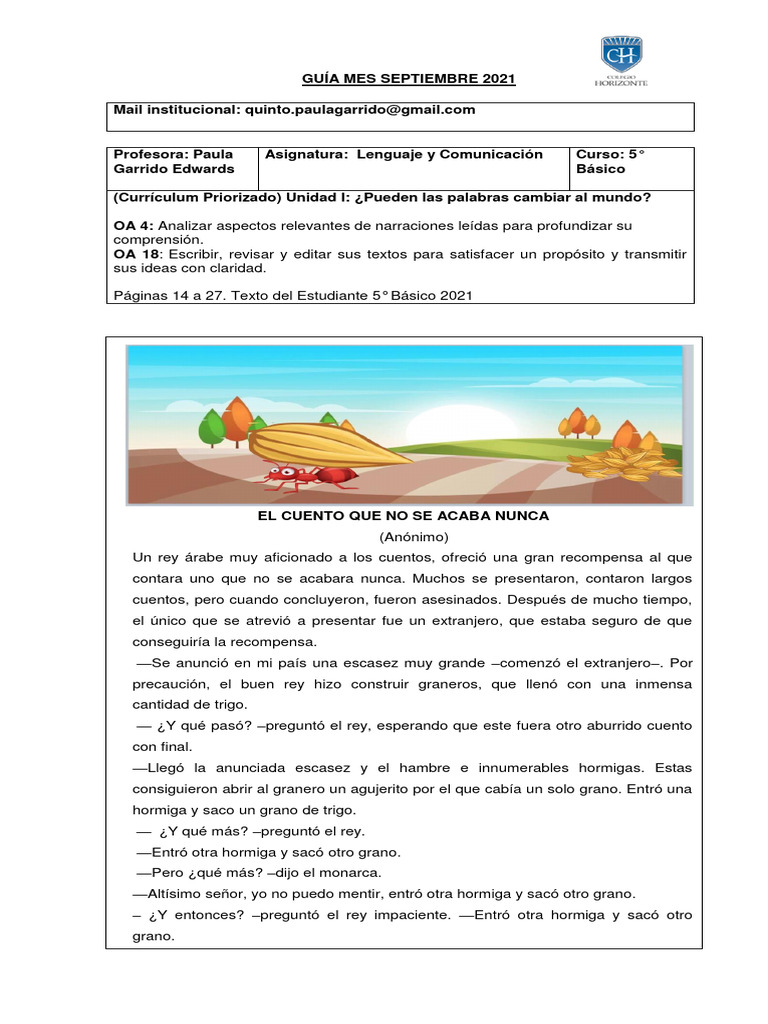 Actividades sobre "El cuento que no se acaba" | PDF | Notación ...