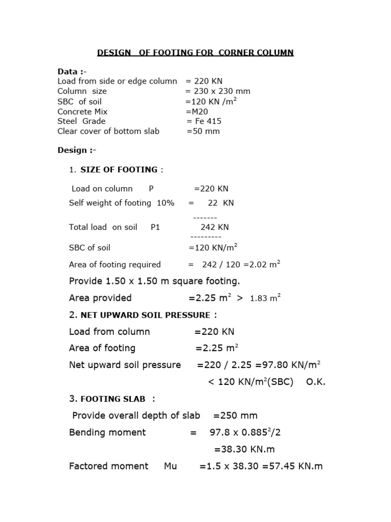 Design of Footing For Corner Column | PDF | Building Technology ...