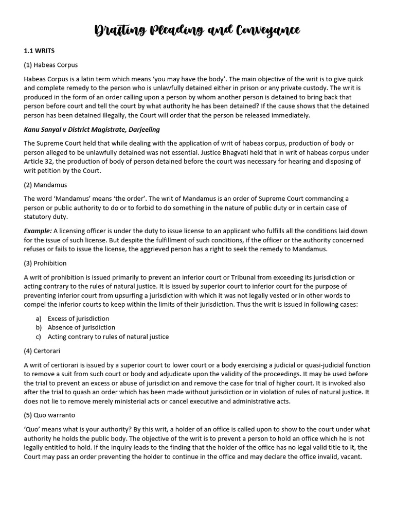 Drafting Pleading and Conveyance | PDF | Affidavit | Writ Drafting Pleading and Conveyance | PDF | Affidavit | Writ