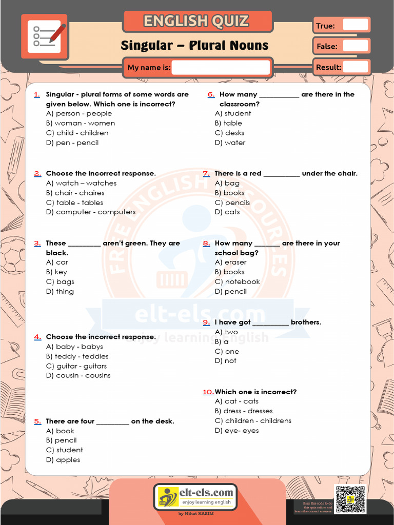 Singular and Plural Nouns | PDF