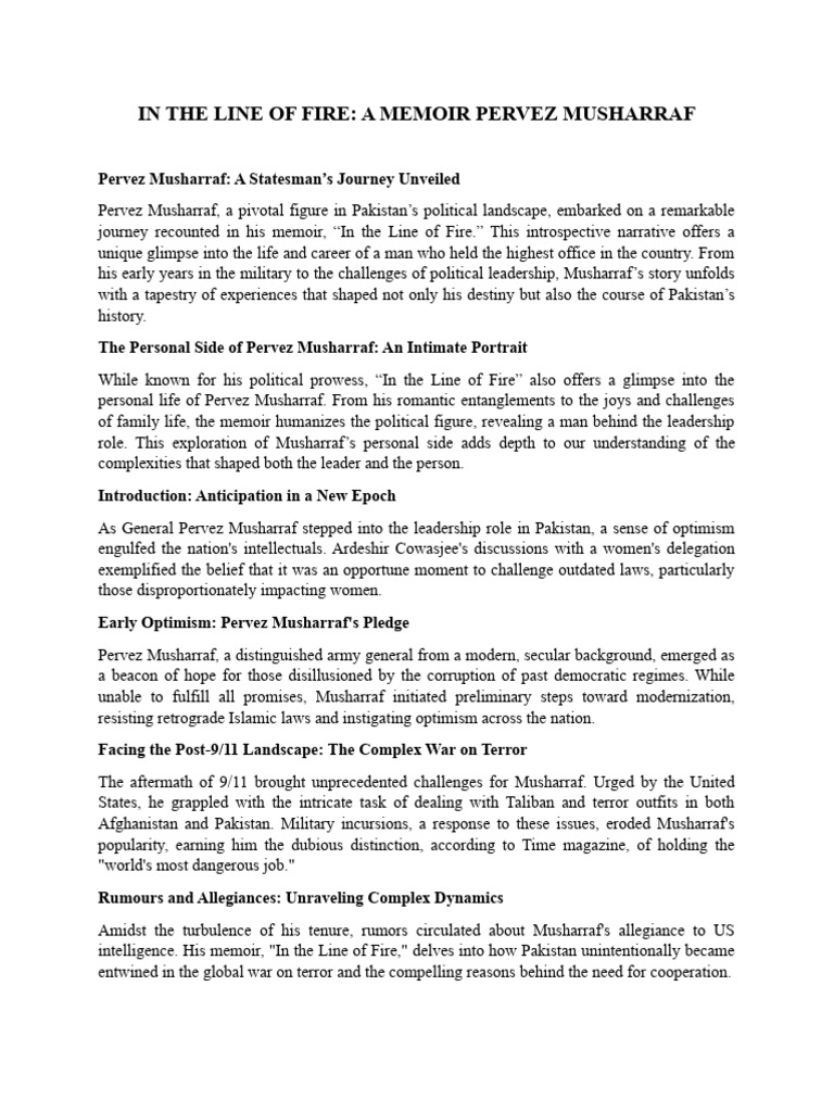 Musharraf Memoir: Leadership & Legacy | PDF | Pervez Musharraf | Pakistan