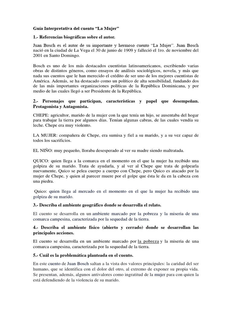 Guia Del Cuento - La Mujer. | PDF | Pobreza | Pobreza e indigencia