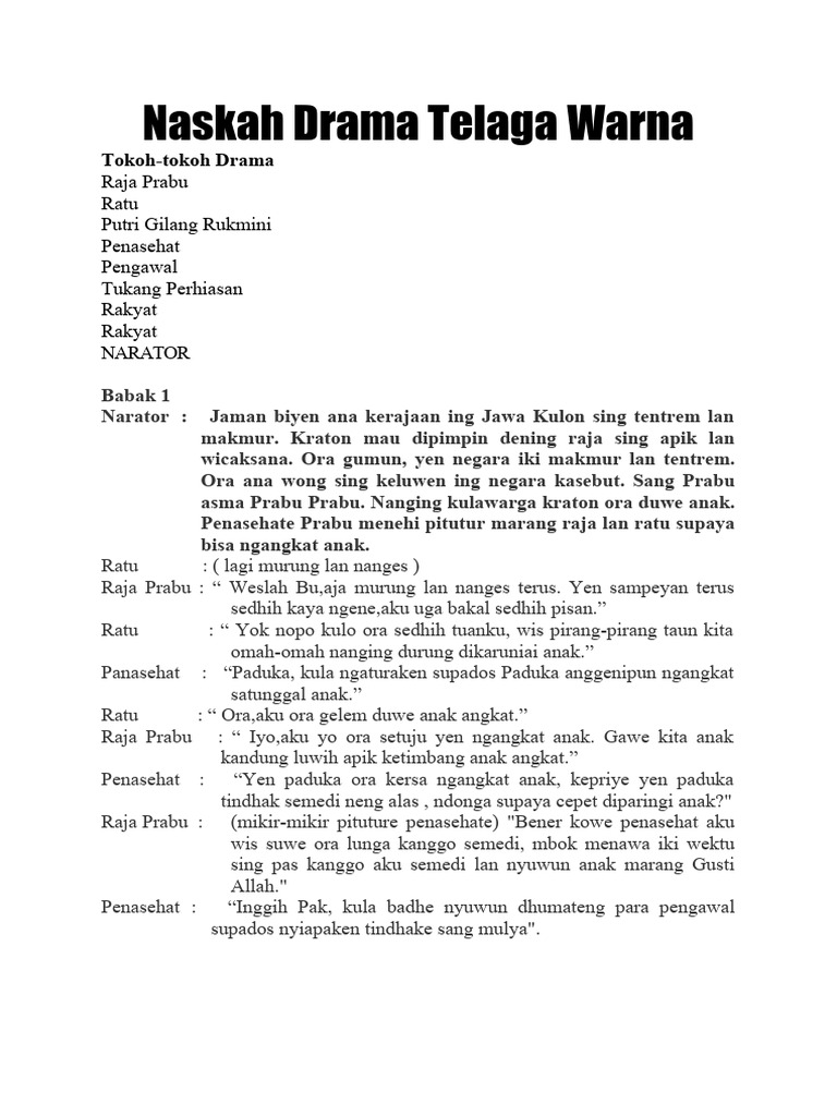 Naskah Jawa Drama Tlaga Warna? | PDF