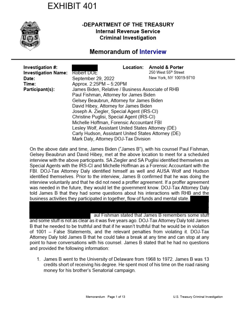 James Biden Memo | PDF