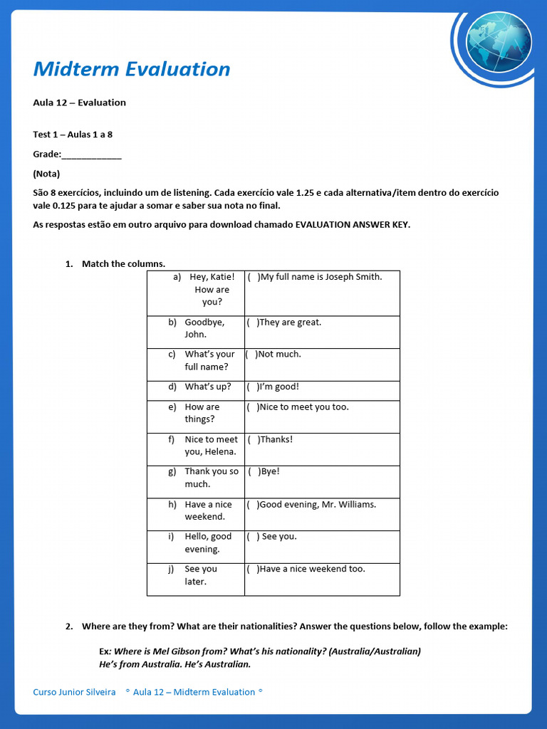 Midterm Evaluation | PDF