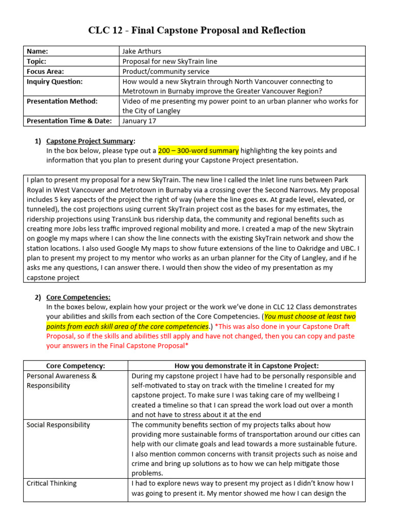 CLC 12-Combined Final Capstone Proposal Ref | PDF | Cognition