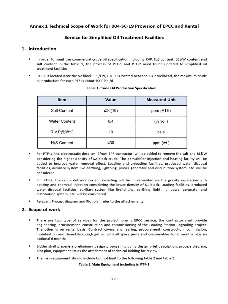 Annex 1 Technical Scope of Work | PDF | Pipe (Fluid Conveyance) | Pump