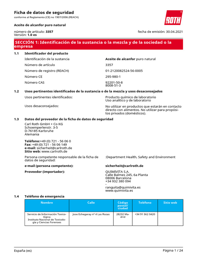 Alcanfor Blanco | PDF | Dióxido de carbono | Agua