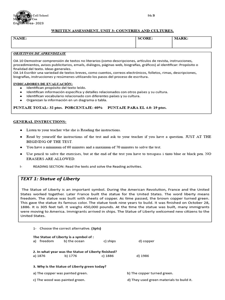 WRITTEN ASSESSMENT 8b | PDF | London