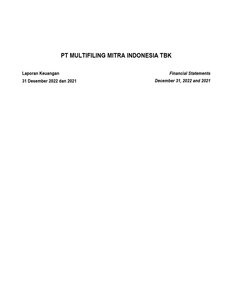 Laporan Keuangan PT Multifiling 2022-2021 | PDF | Pengelolaan Keuangan ...