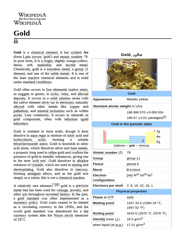 Gold | PDF | Gold | Radioactive Decay