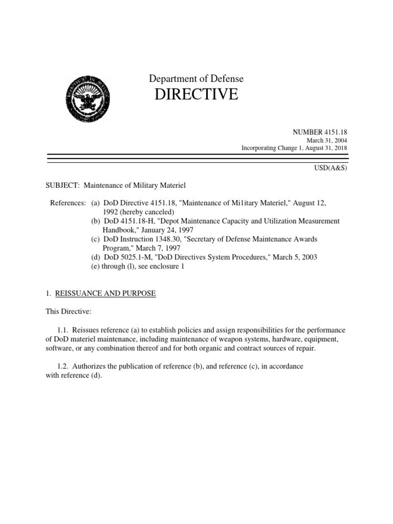 Directive: Department of Defense | PDF | United States Department Of ...
