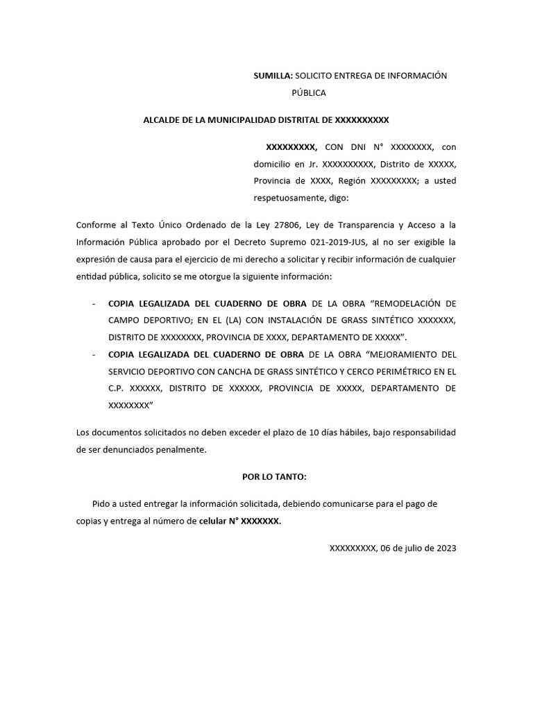 Solicitud de Informacion Publica | PDF