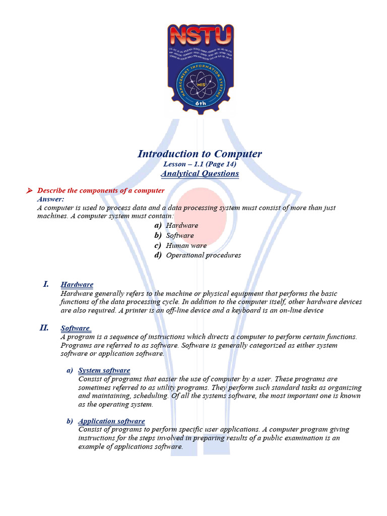 Introduction To Computer - Chapter - 1 | PDF | Personal Computers ... Introduction To Computer - Chapter - 1 | PDF | Personal Computers ...
