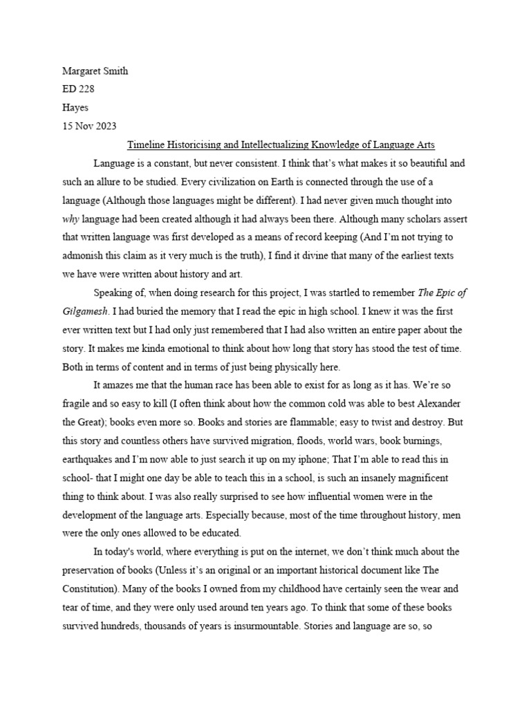 Timeline Historicizing and Intellectualizing Knowledge - Margaret Smith ...