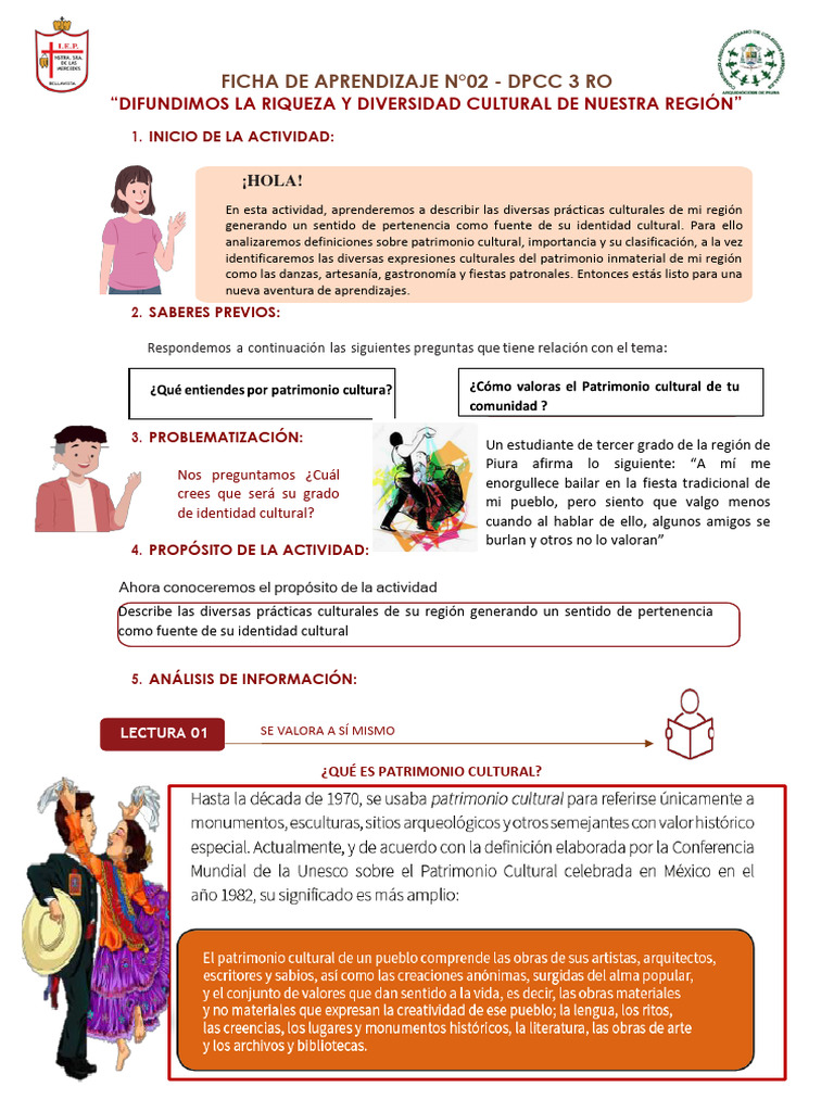 FICHA DE APRENDIZAJE N°02- 3ER GRADO (1) | PDF | Perú | Bailes