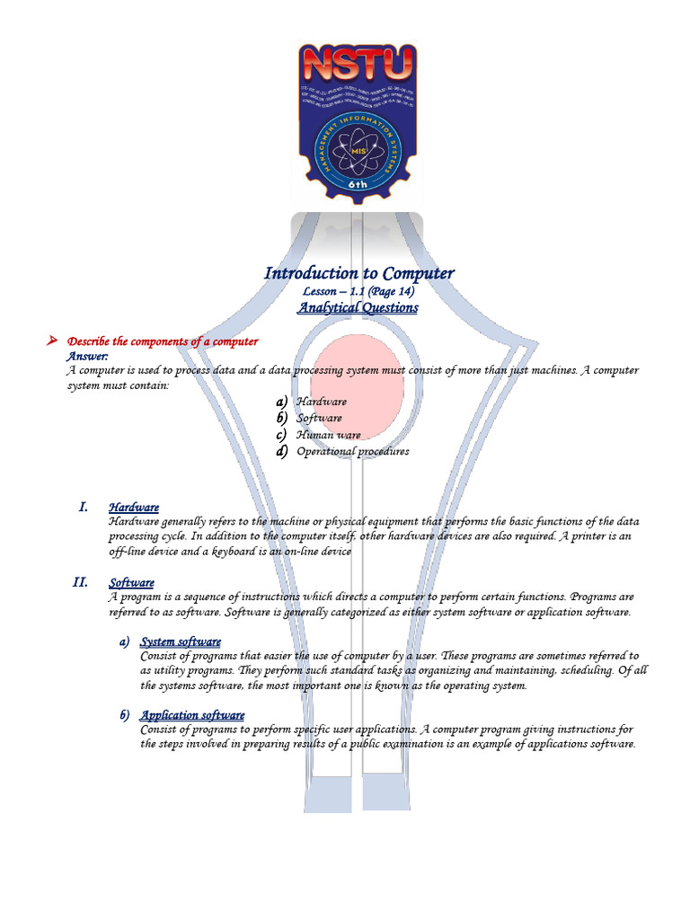 Introduction To Computer - Chapter - 1 | PDF | Supercomputer | Personal Computers