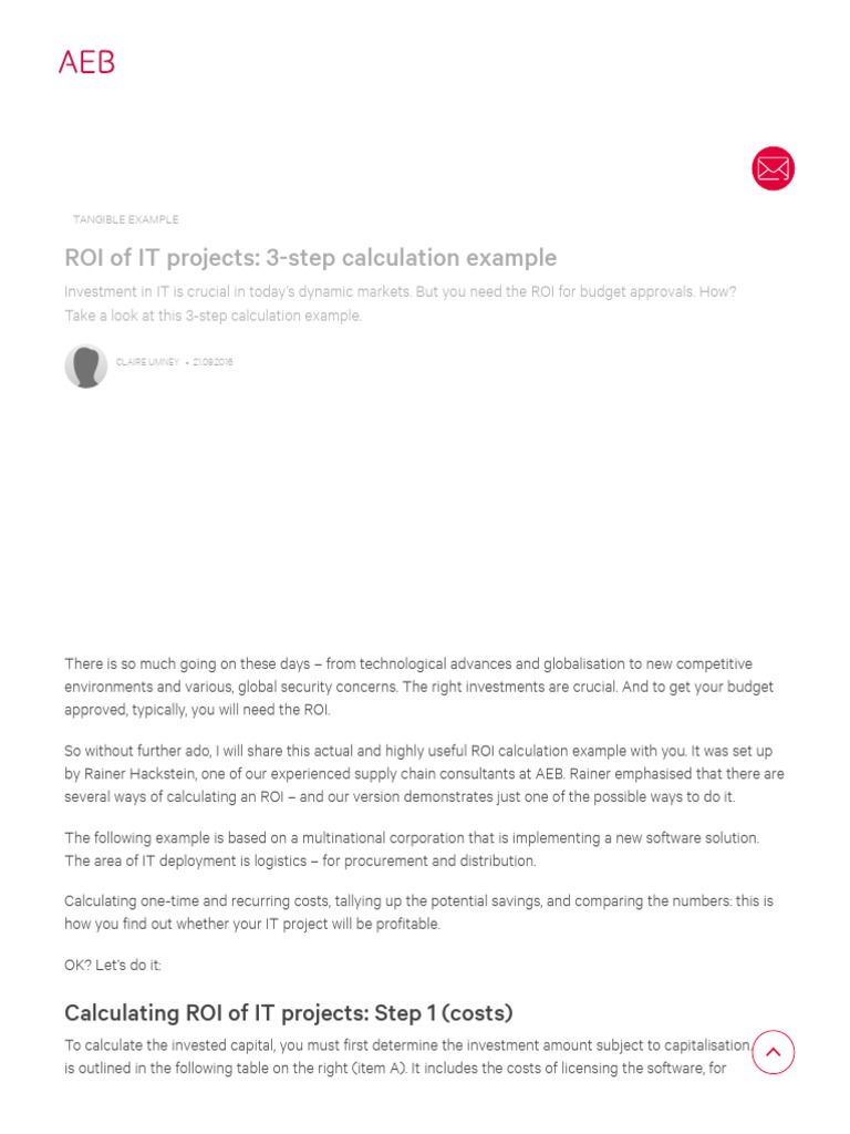 ROI of IT Projects - 3-Step Calculation Example | PDF | Return On Investment | Investing