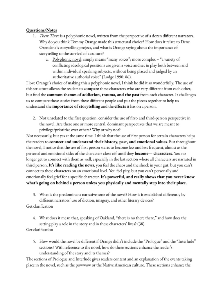 Socratic Seminar Questions on "There There" | PDF | Narration ...