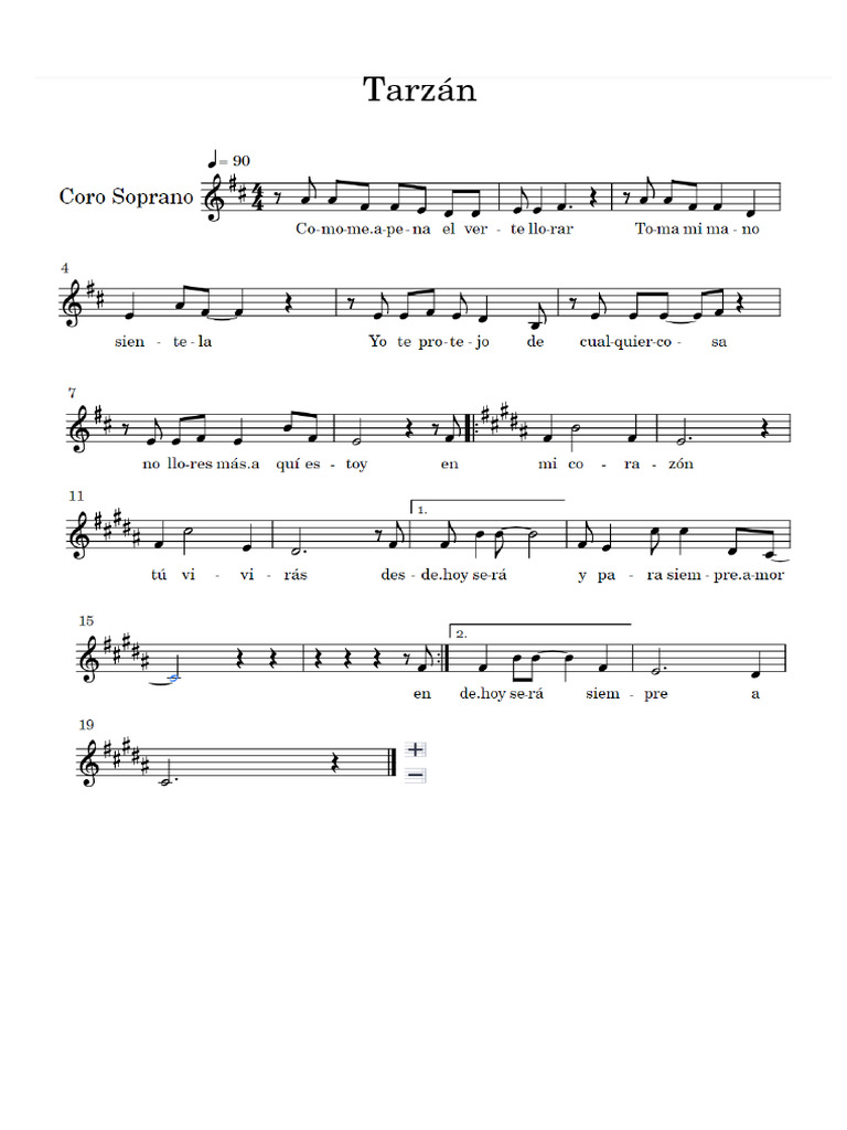 Tarzán. en mi corazón tú vivirás partitura | PDF