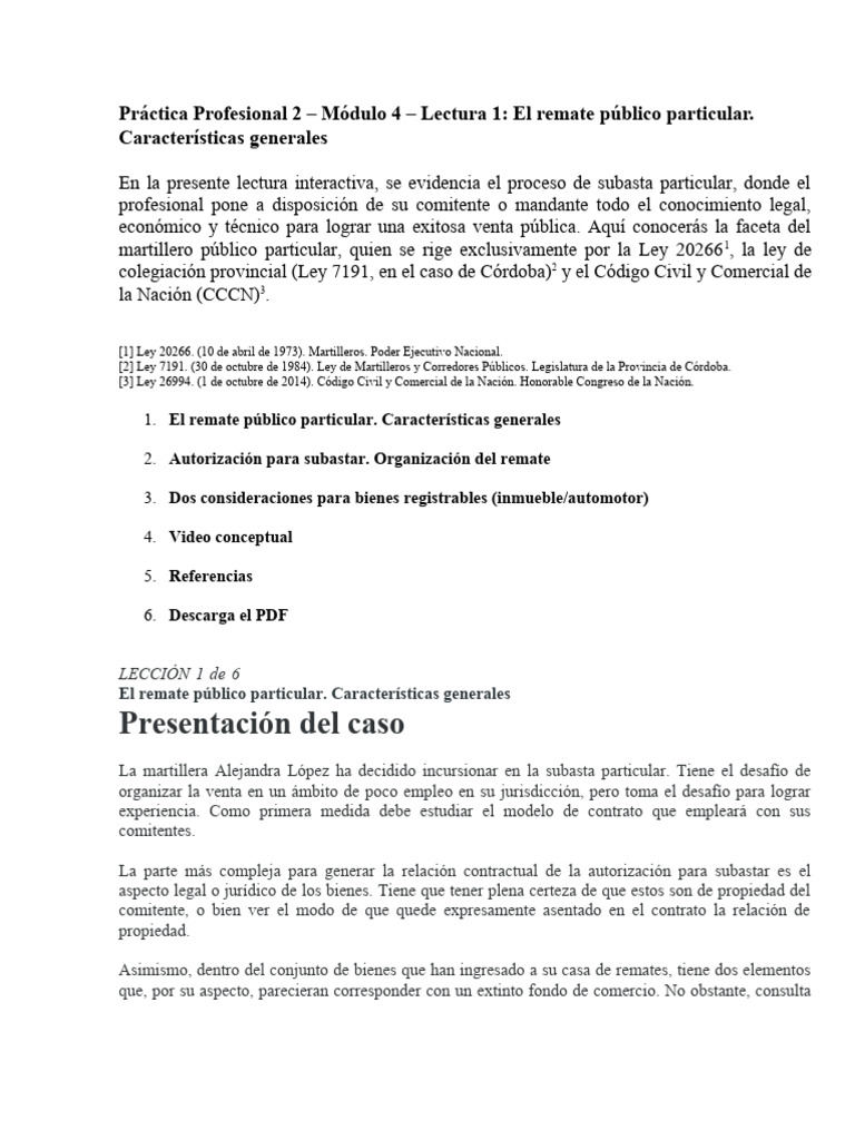 Práctica Profesional 2 Módulo 4 | Descargar gratis PDF | Subasta