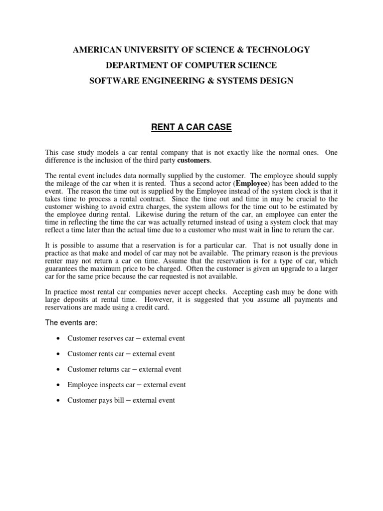 Solution For Rental Car Case-Updated | PDF | Credit Card | Renting