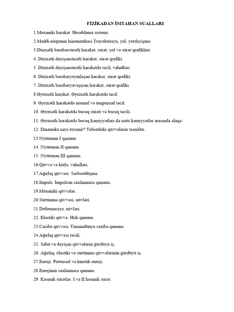 Suallar Fizika | PDF