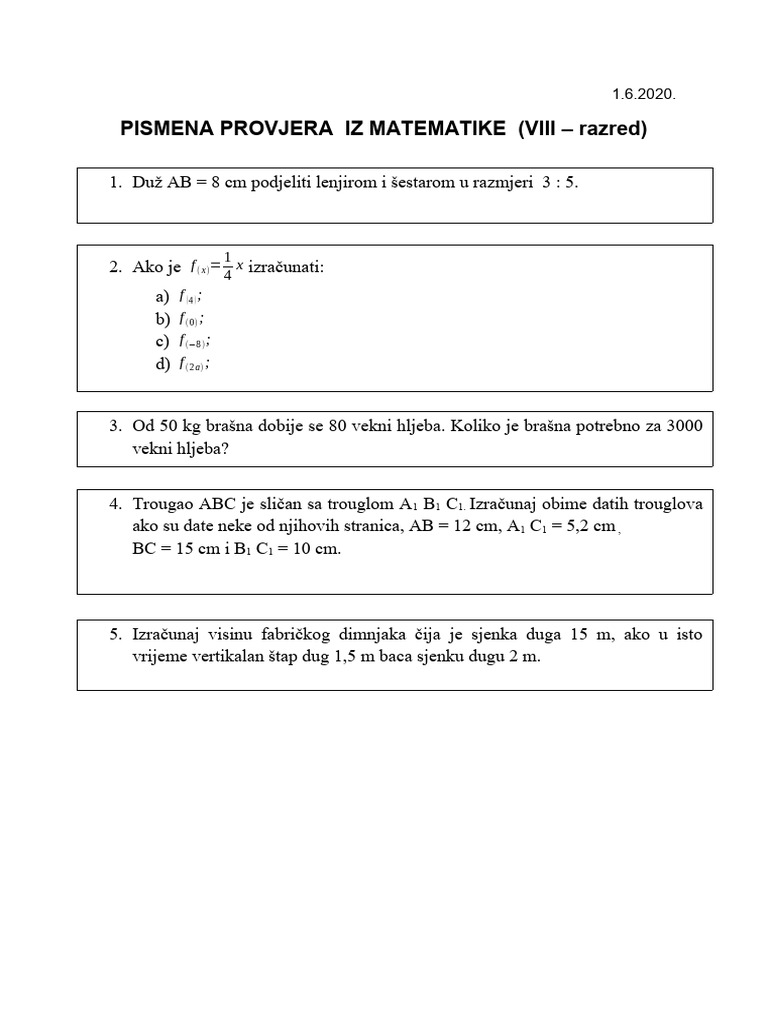 Pismeni 8 Razred | PDF