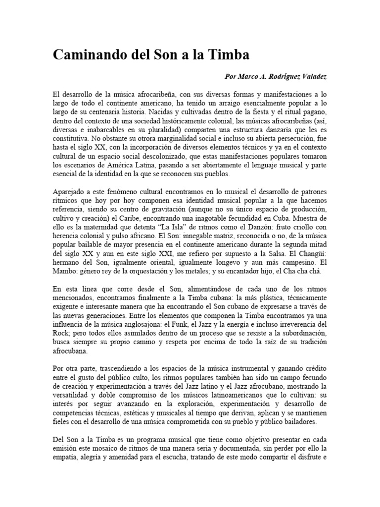Caminando Del Son A La Timba | PDF | Ritmo | Jazz