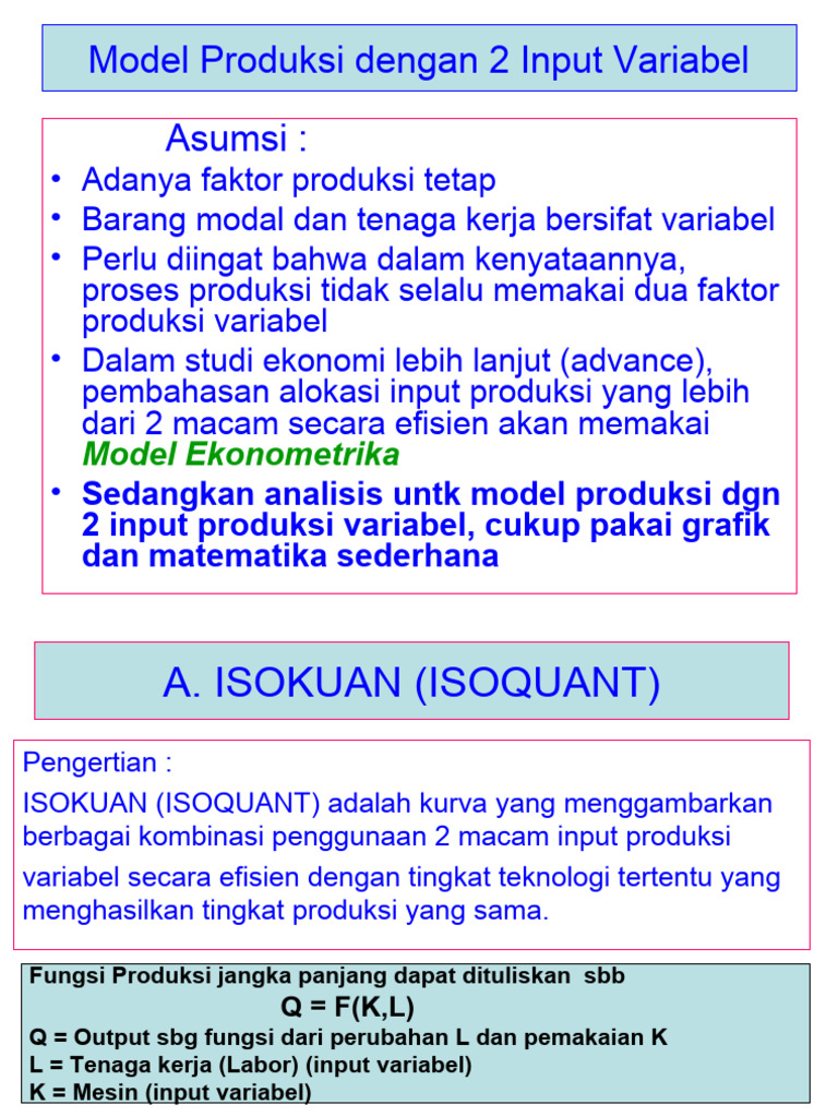 Teori Produksi Dengan Dua Input Variabel | PDF