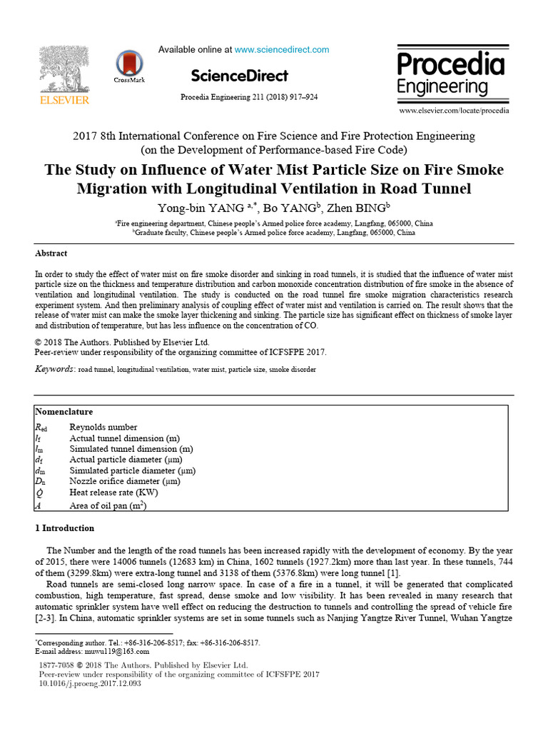 The Study On Influence of Water Mist Particle Size | PDF | Smoke | Soft Matter