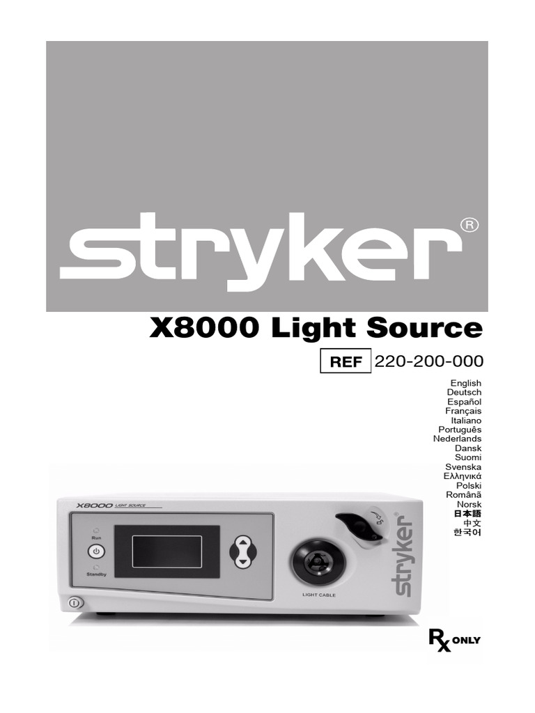 Stryker X8000 Light Source Manual | PDF | Electromagnetic Compatibility ...