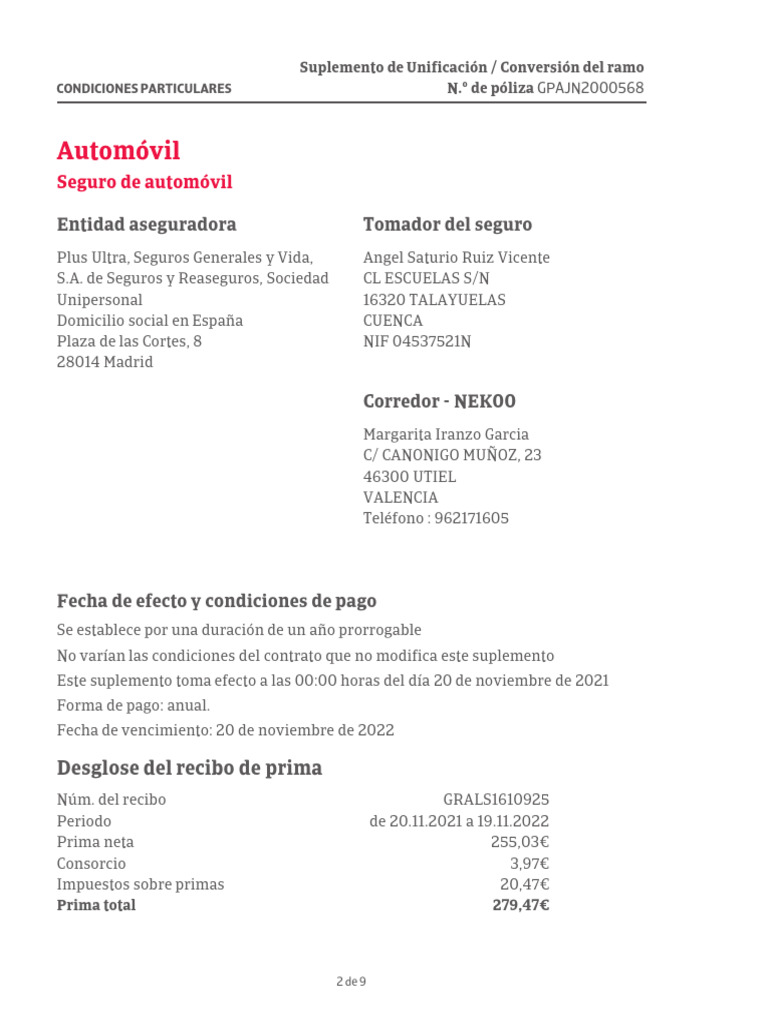 Recibo Seguro | PDF | Seguro | Póliza de seguros