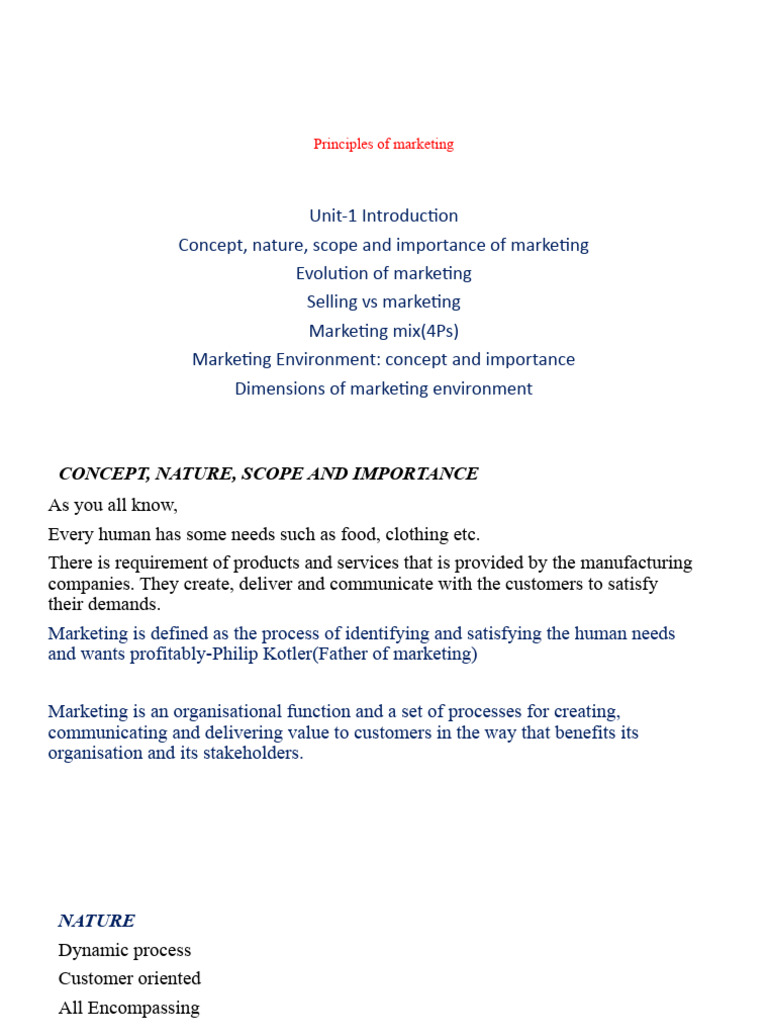 Principles of Marketing Unit 1 | PDF | Marketing | Product (Business)