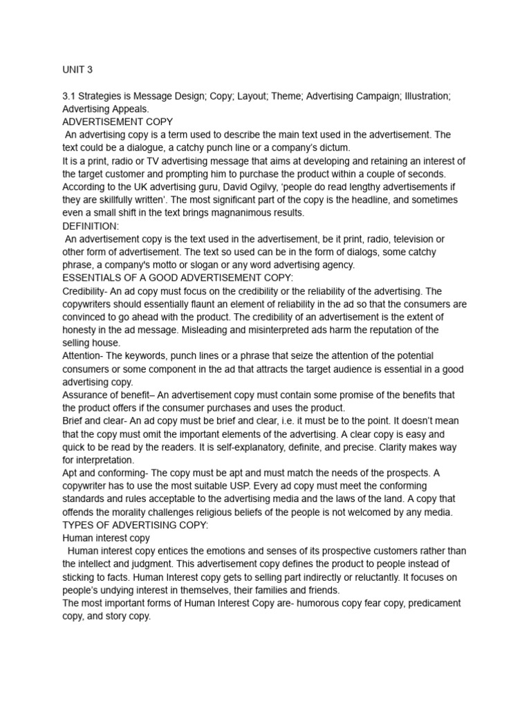 Advertising Unit 3 5 Pdf Advertising Brand