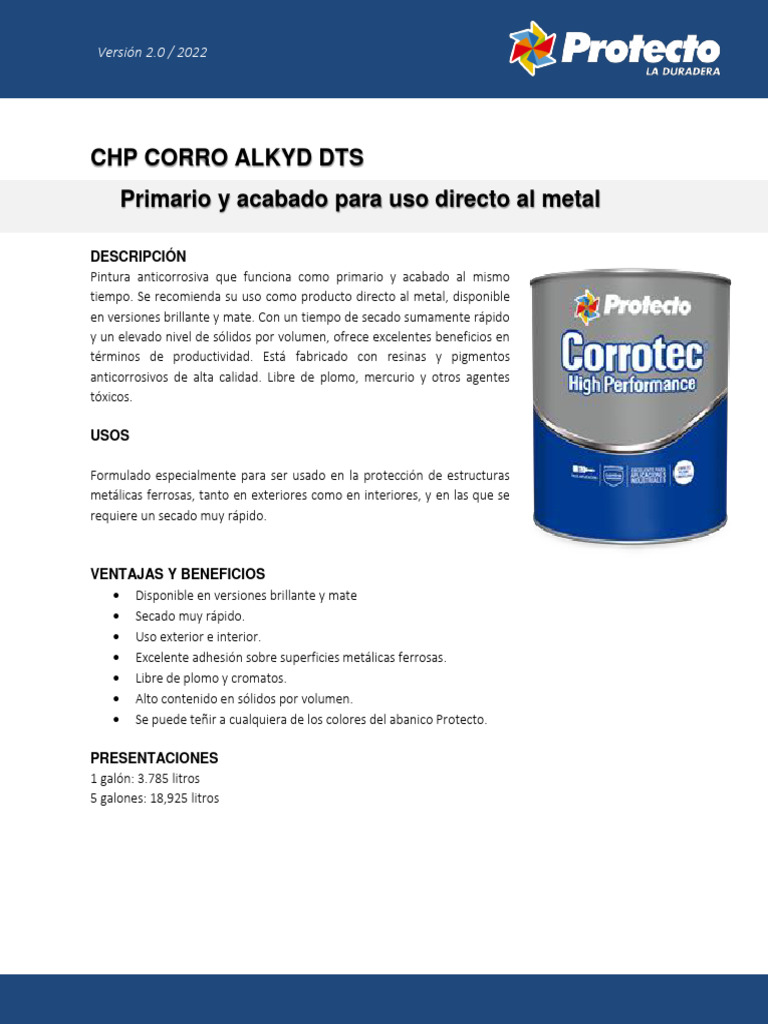 TDS - CHP Corro Alkyd DTS (v.2 Revisado NFC) | PDF | Pintar | Alergia