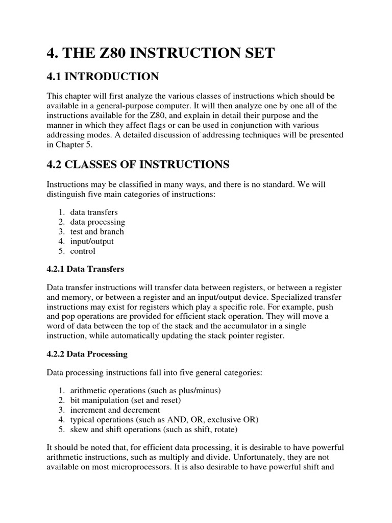 Z80 - Instruction Set | PDF | Computer Data | Manufactured Goods Z80 - Instruction Set | PDF | Computer Data | Manufactured Goods