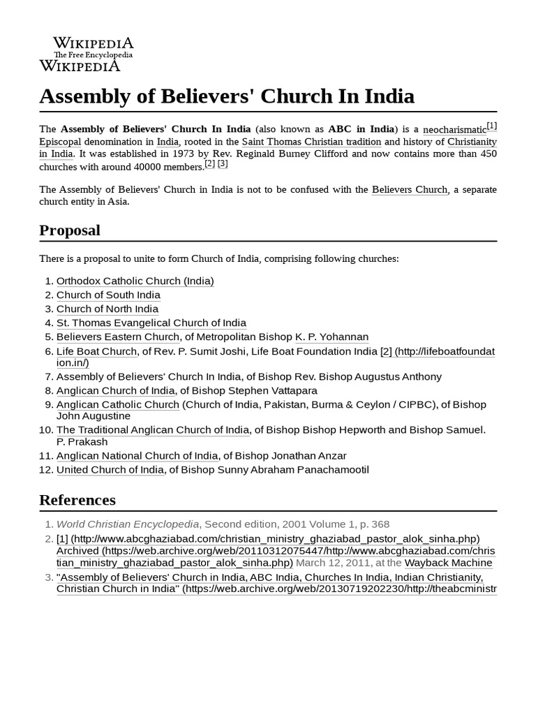 Assembly of Believers' Church India | PDF | Religion & Spirituality