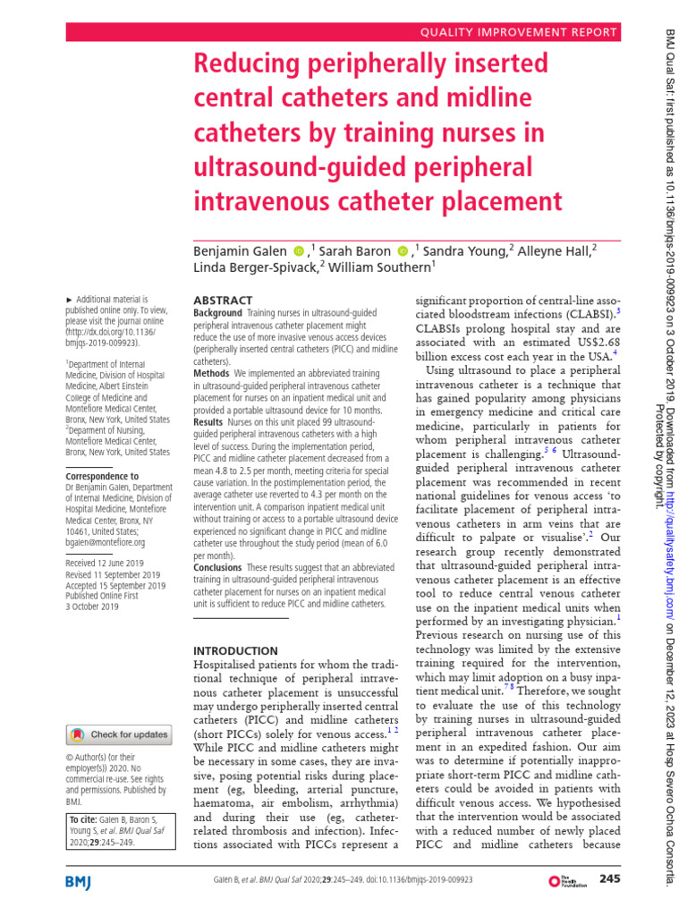 Pocus Periferal Access Vs Picc | PDF | Intravenous Therapy | Clinical ...